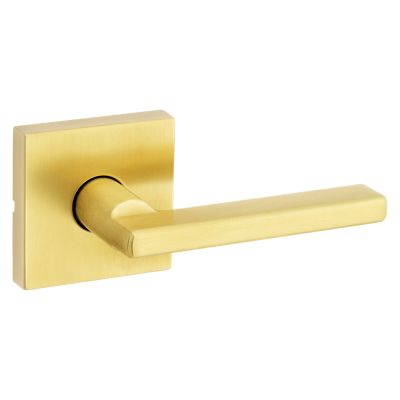 Satin Brass Halifax Lever (Square) - Hall/Closet | Kwikset