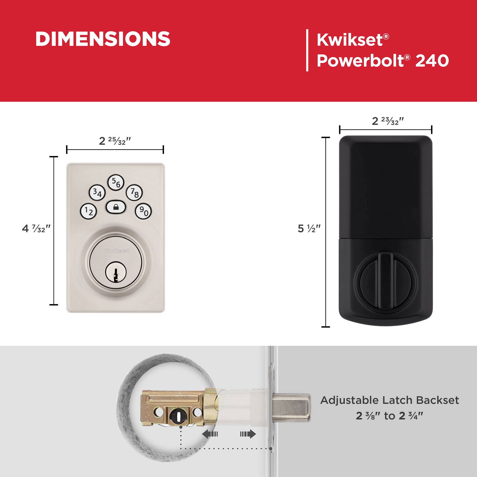 Satin Nickel Powerbolt 240 Contemporary Keypad Electronic Lock | Kwikset Satin Nickel Powerbolt 240 Contemporary Keypad Electronic Lock | Kwikset