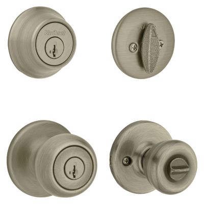 Antique Brass Polo Security Set - Deadbolt Keyed One Side - featuring ...